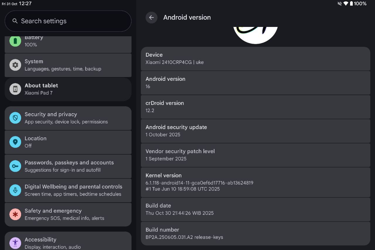 crDroid 12.2 Unofficial For Xiaomi Pad 7 (uke) | Irawans Projekt