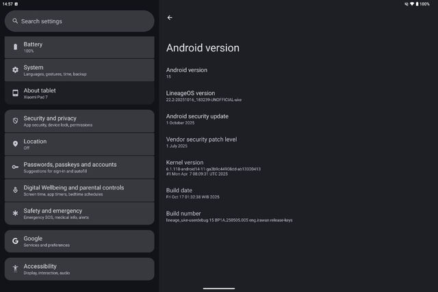 LineageOS 22.2 Unofficial For Xiaomi Pad 7 (uke) | Irawans Projekt